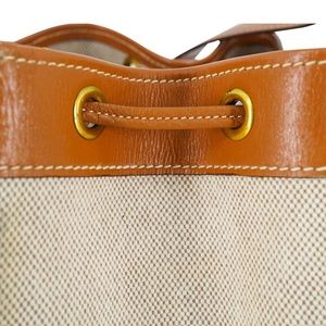 Hermes | Bags | Vintage Hermes Leather Canvas Bucket Drawstring ...